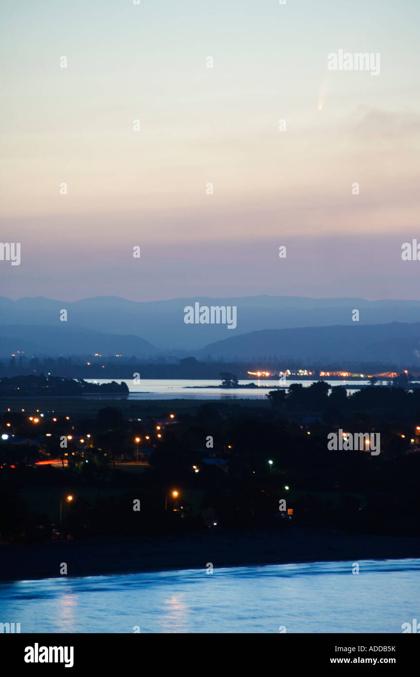 New Zealand South Island Nelson A Comet can be seen over Tasman Bay ...