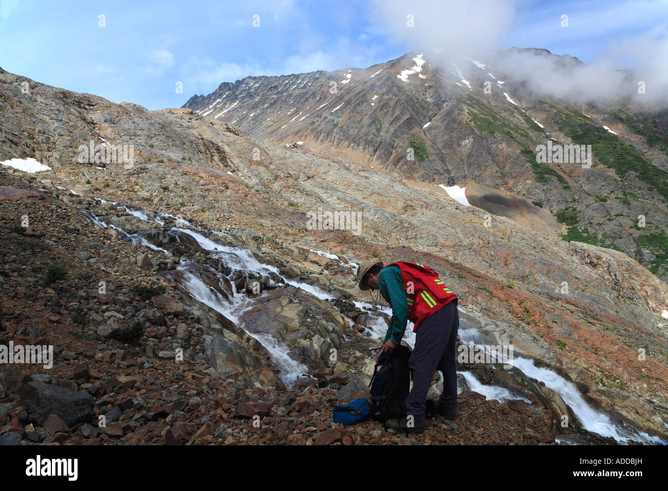 Geologist doing field work Hudson Bay mountain Smithers British ...