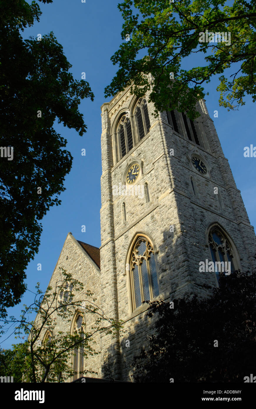 St Faith's Church viewed through trees of Brenchley Gardens Maidstone ...