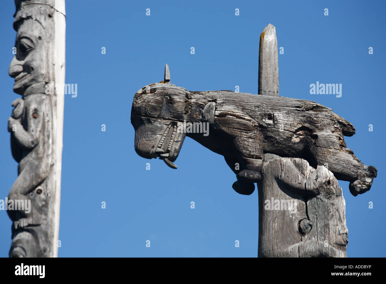 Totem poles Kitwanga British Columbia Stock Photo - Alamy