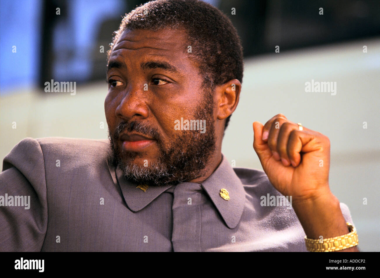 Charles Taylor, Liberial leader, relaxing in the grounds of the mansion ...