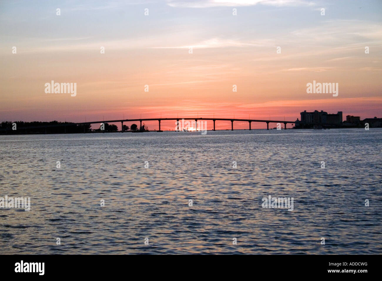 Florida Sunset with the Sand Key Bridge in Clearwater Beach USA Stock ...