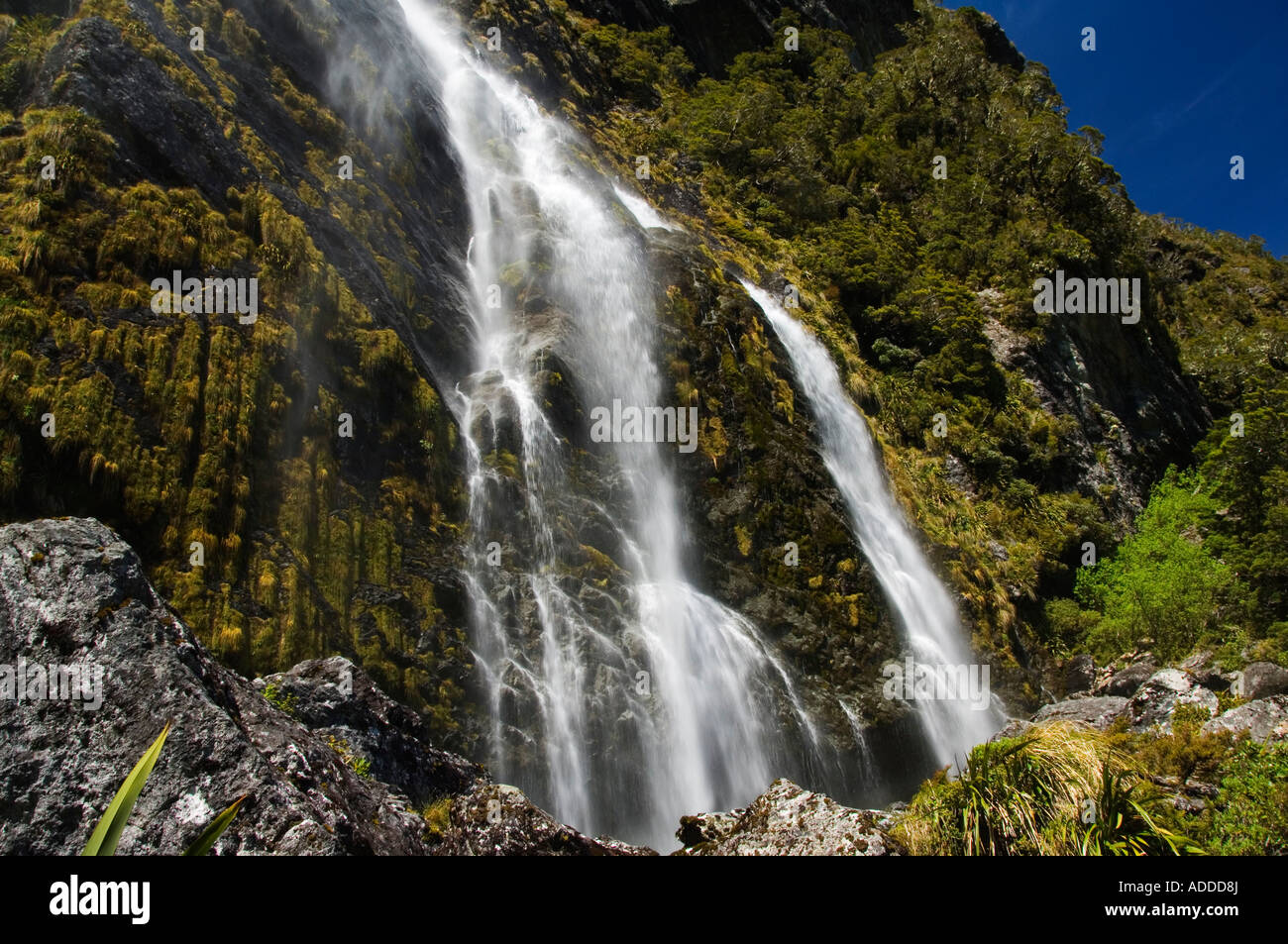 New Zealand South Island Earland Falls 174m on the Routeburn Track ...