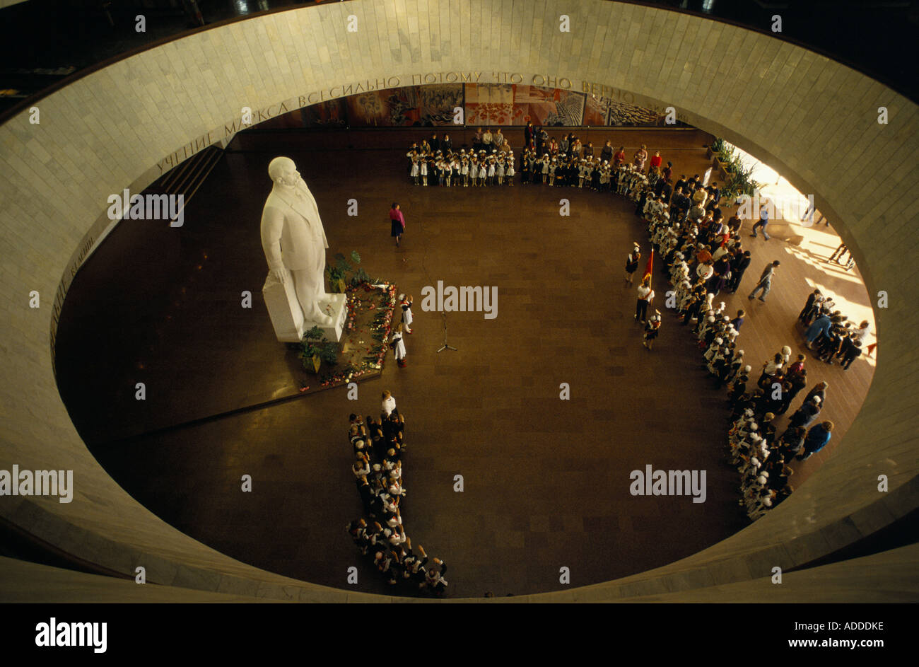 Schools conduct ceremonies at the statue of Lenin in the Lenin Museum ...