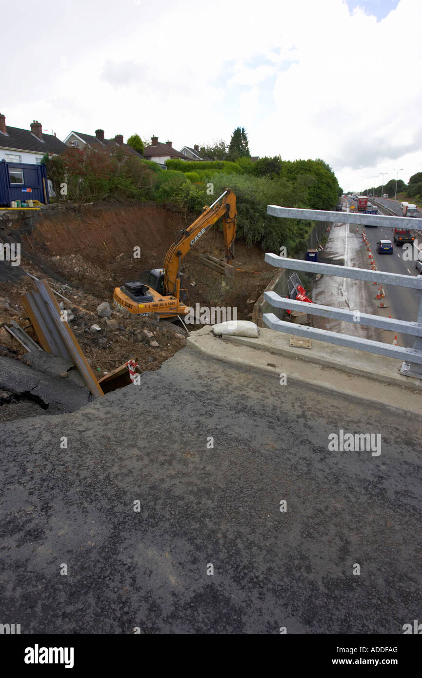 construction work due to collapsed motorway bridge over M2 motorway ...