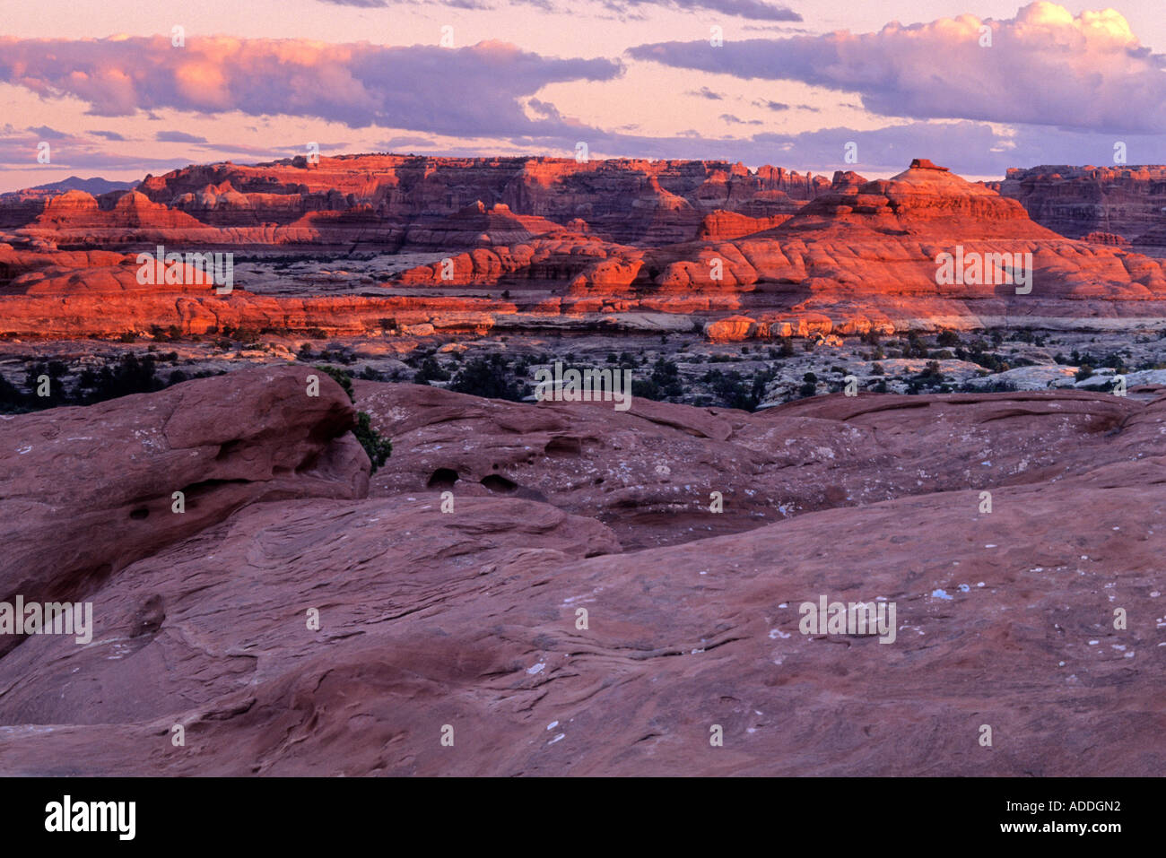 Sunset over Squaw Flat in the Needles District of Canyonlands National ...