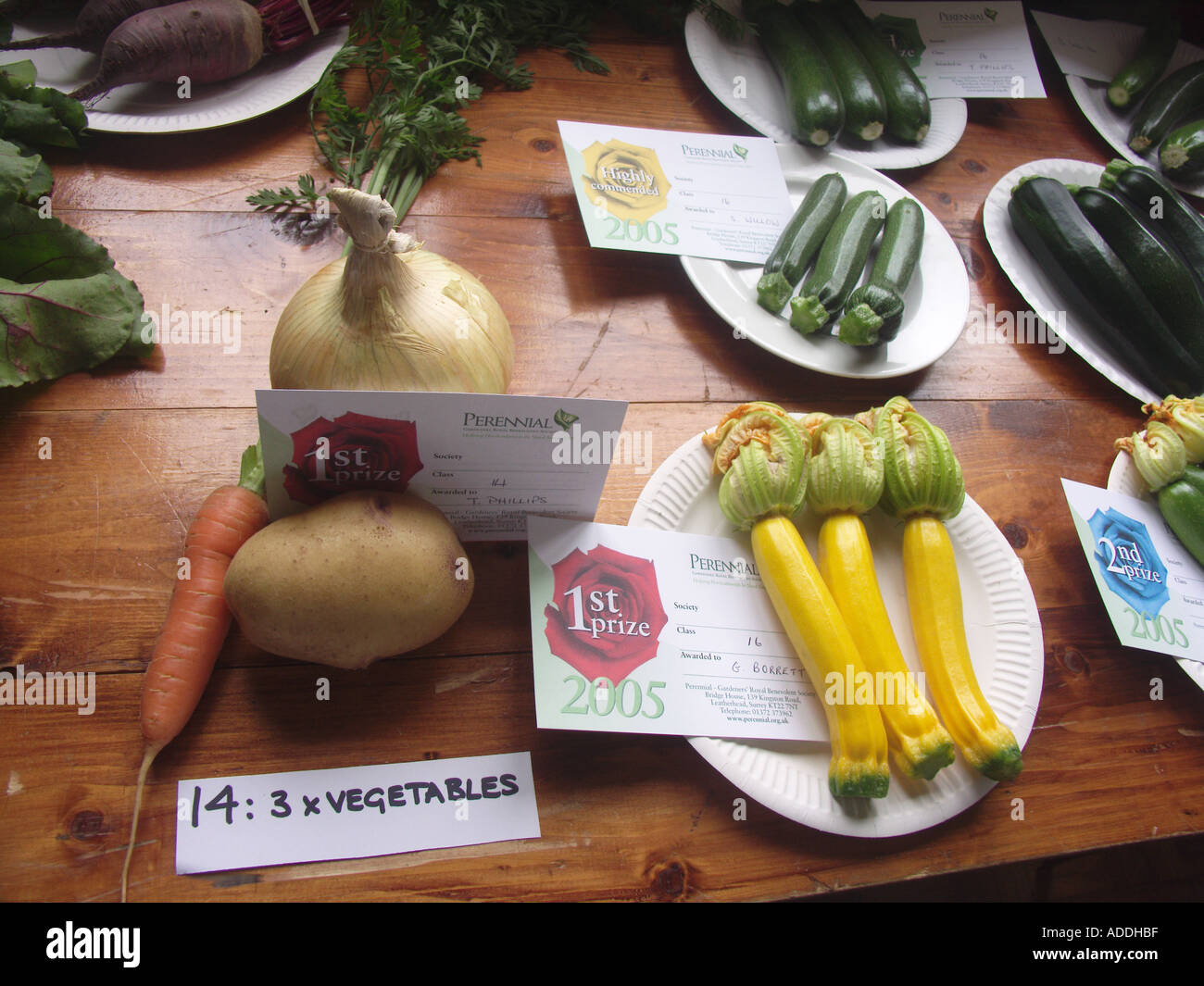 Prize winning vegetables in village show Stock Photo - Alamy