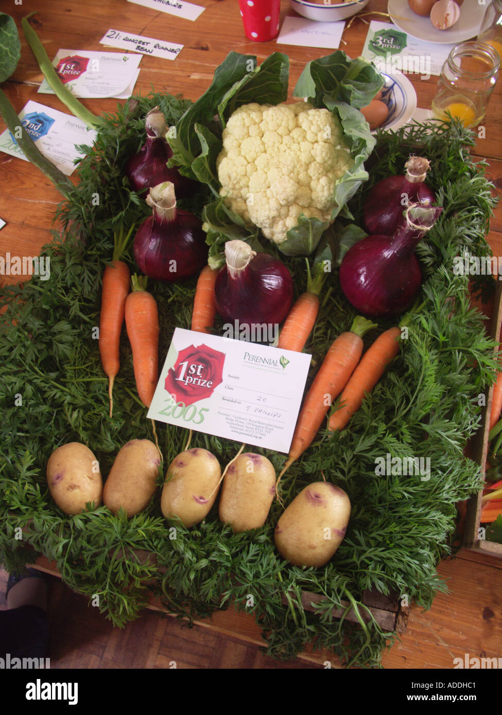 Prize winning vegetables in village show Stock Photo - Alamy