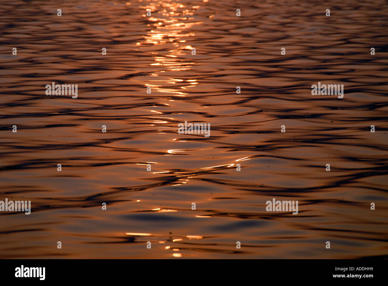 Sunset reflected on water Stock Photo - Alamy