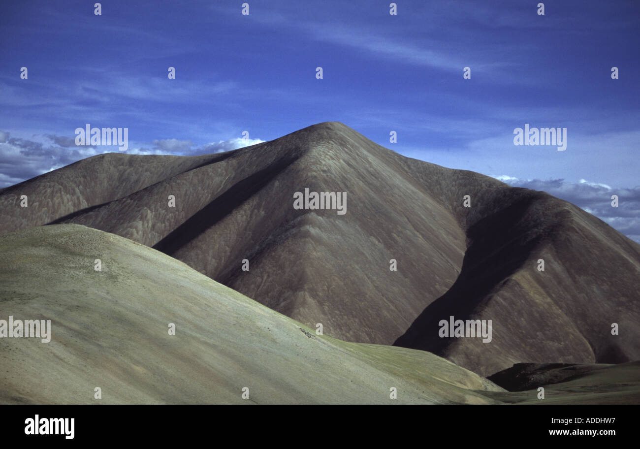 Smooth sharp mountains in far Western Tibet with a velvet texture ...