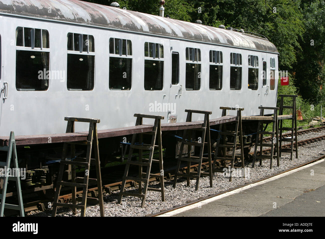 Railway carriages undergoing restoration Stock Photo - Alamy