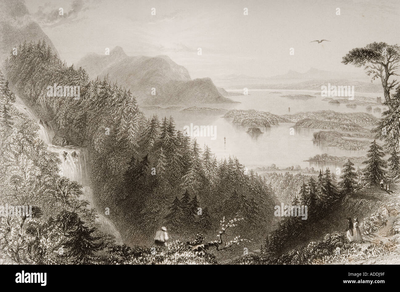 The Lower and Turk Lakes from Turk waterfall, Killarney, County Kerry ...