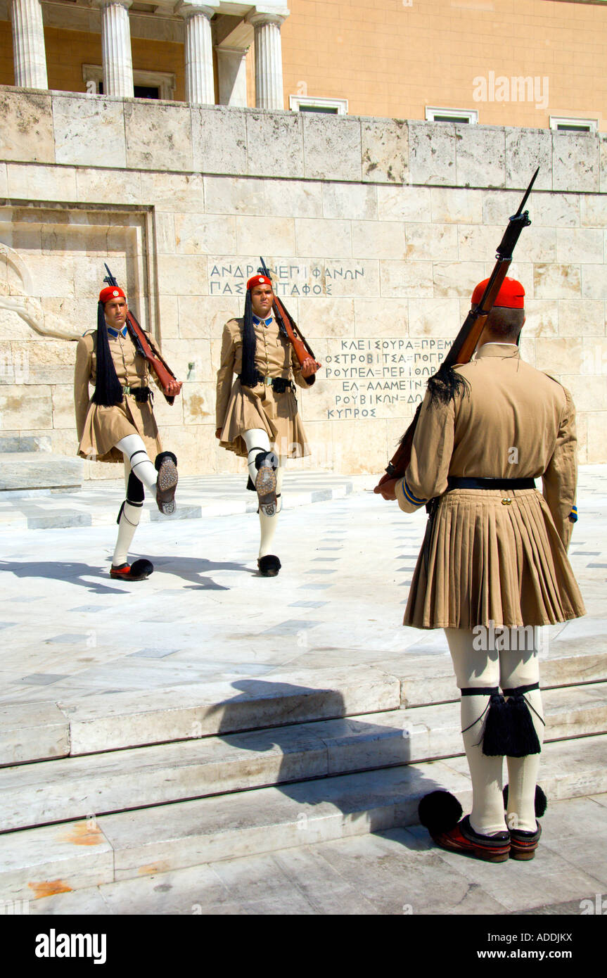 Ceremonial changing of the guard at the national parliament buildings ...