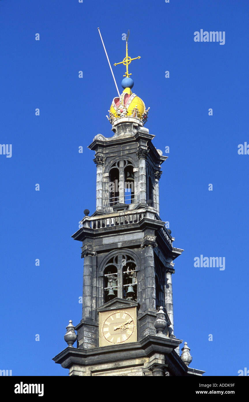 The upper tower of Westerkerk in Amsterdam Stock Photo - Alamy