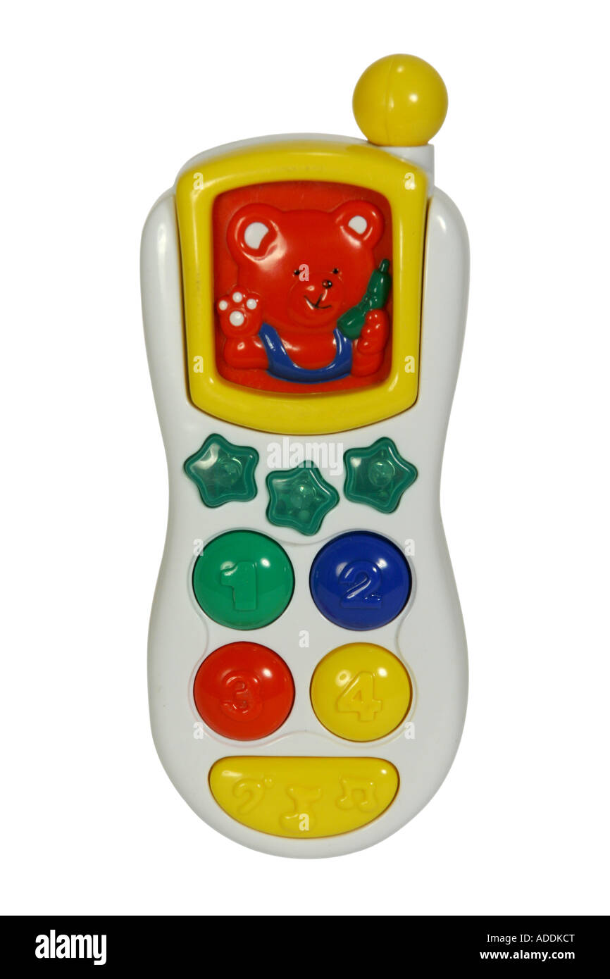 Mobile phone plastic toy on white background Stock Photo - Alamy