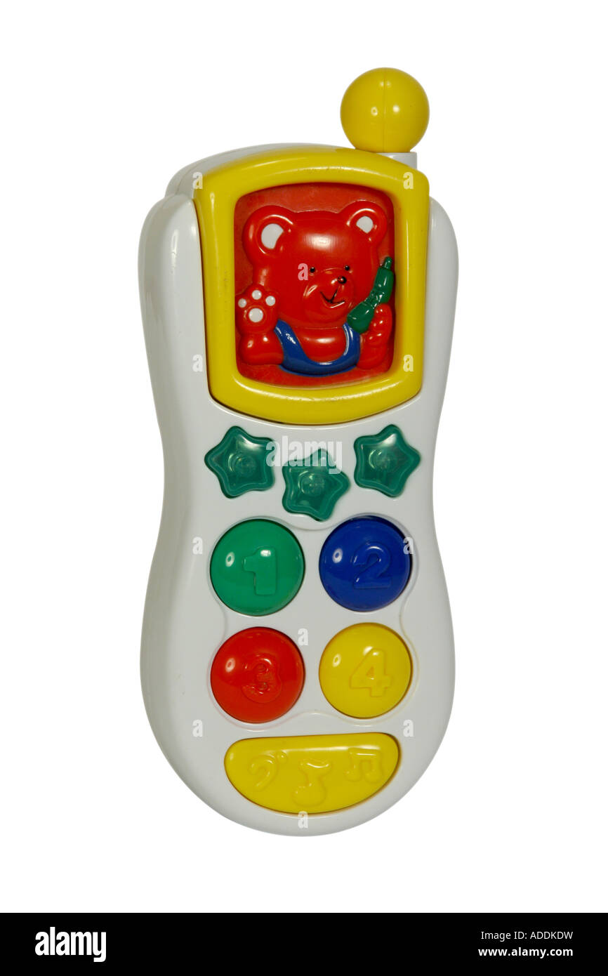 Mobile phone plastic toy on white background Stock Photo - Alamy