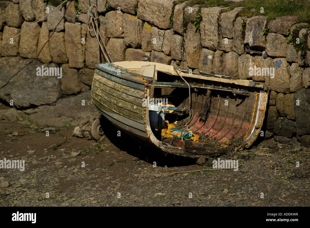 Rear Half of a broken Wooden Fishing Boat Stock Photo - Alamy