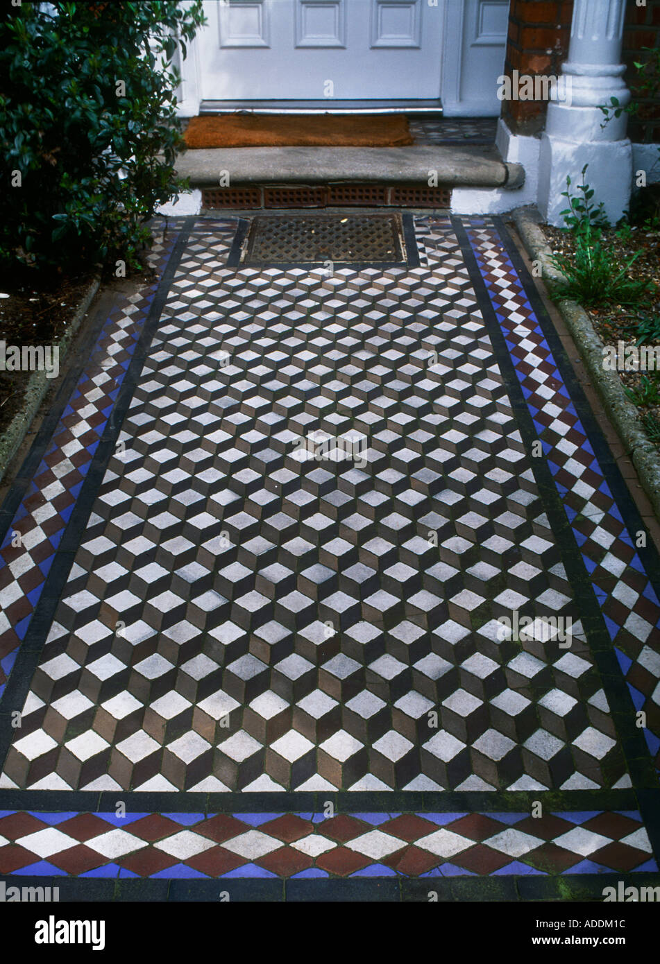 Geometric Victorian tiled front doorway path Hever Estate South West ...