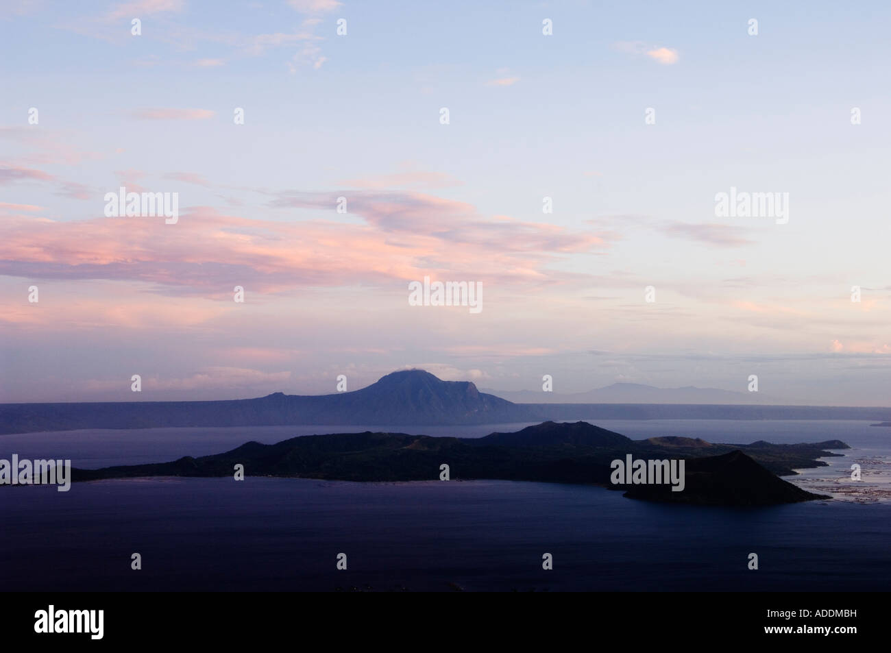 Philippines Luzon Talisay Town Lake Taal Taal Volcano at Sunset Stock ...