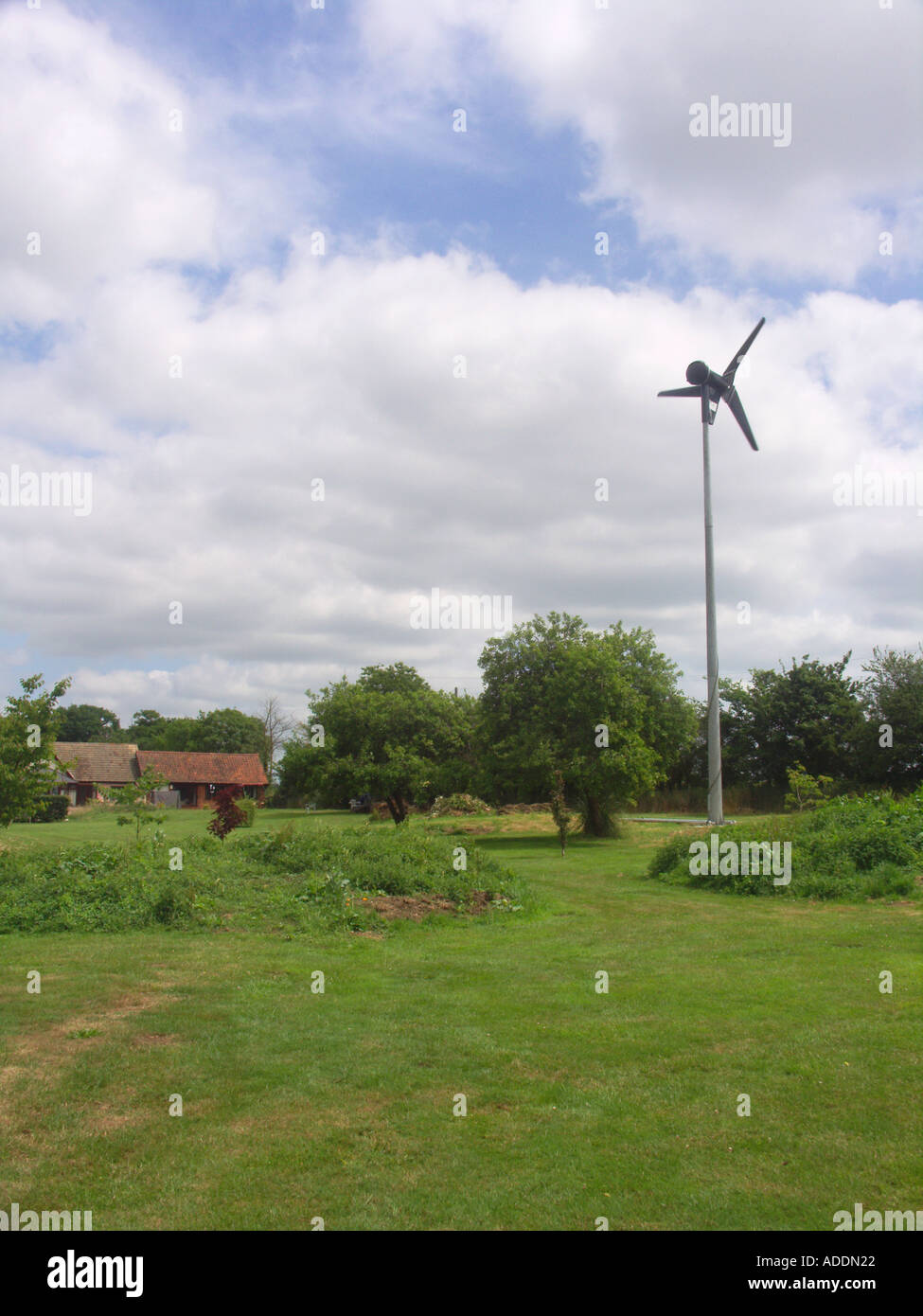 Domestic wind turbine providing electricity for a house Suffolk England ...