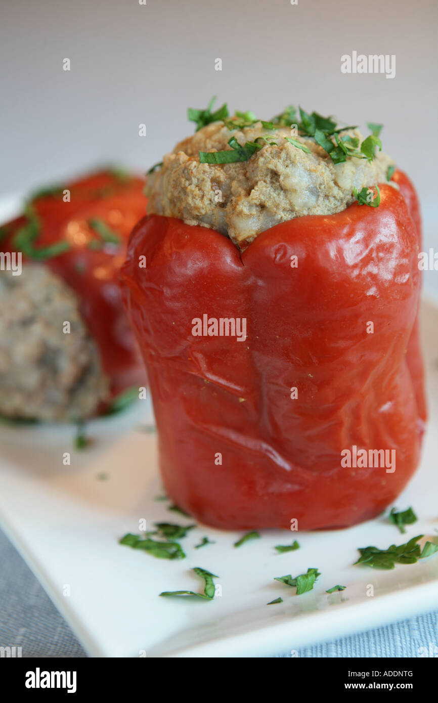 Stuffed red pepper Stock Photo - Alamy