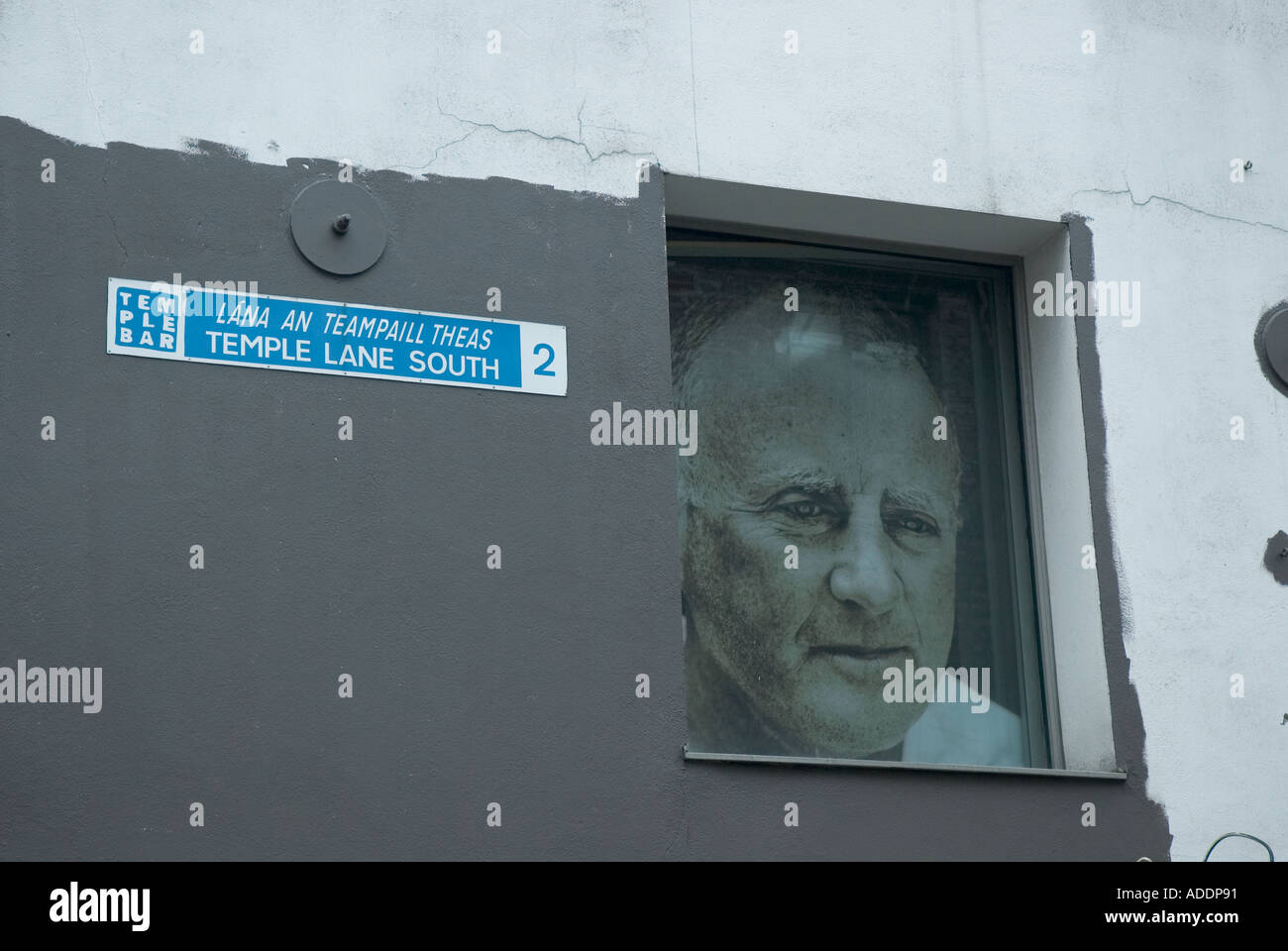 Christy Moore poster in a window in Temple Lane Dublin Stock Photo - Alamy