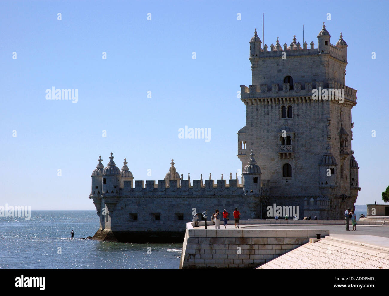 View of the lighthouse fortress Tower of Belem Torre de Belém Tagus ...