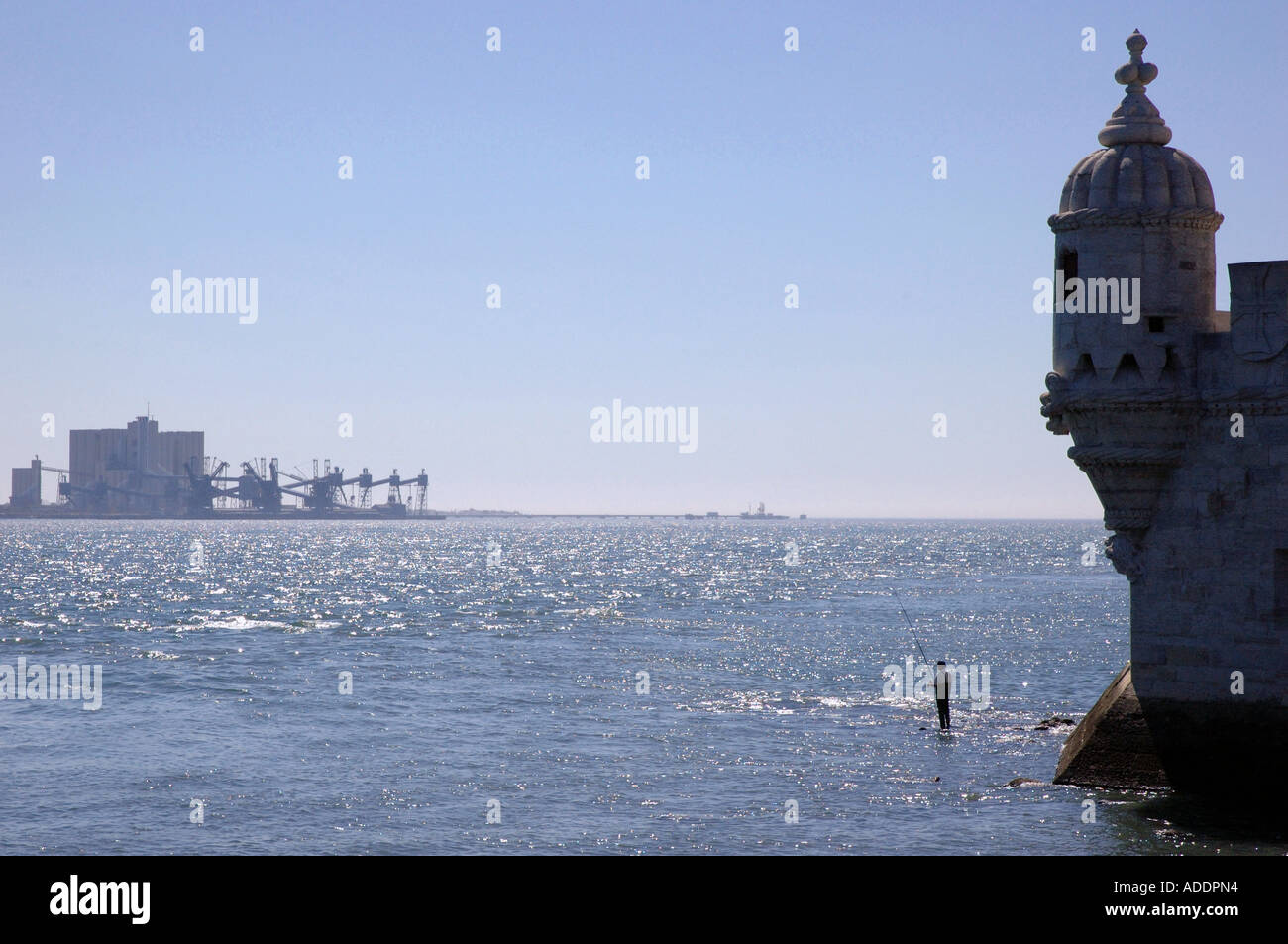 View of the lighthouse fortress Tower of Belem Torre de Belém Tagus ...