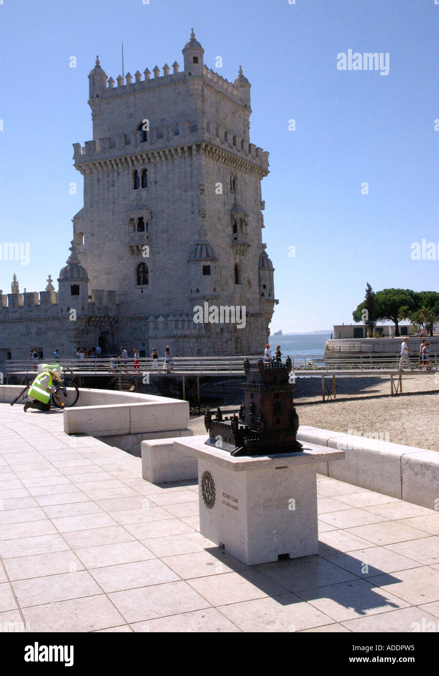 View of the lighthouse fortress Tower of Belem Torre de Belém Tagus ...