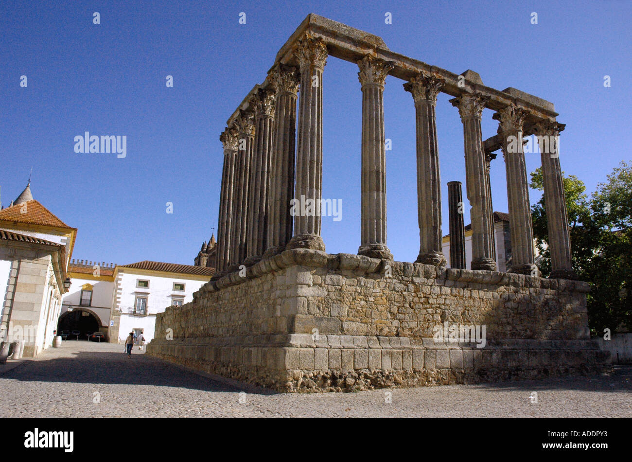View of Evora city centre beautiful medieval era walled Unesco World ...