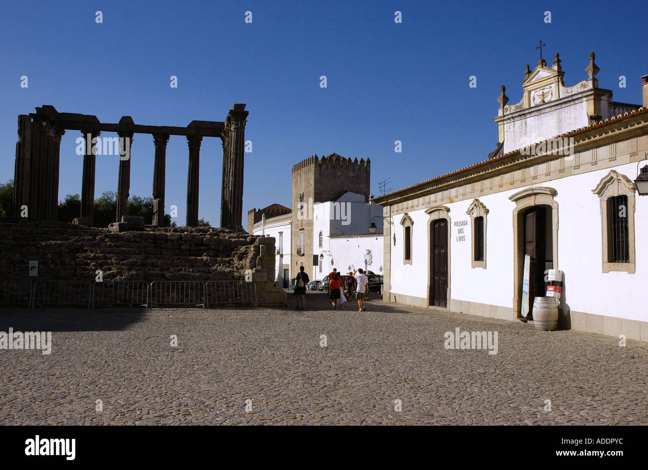 View of Evora city centre beautiful medieval era walled Unesco World ...