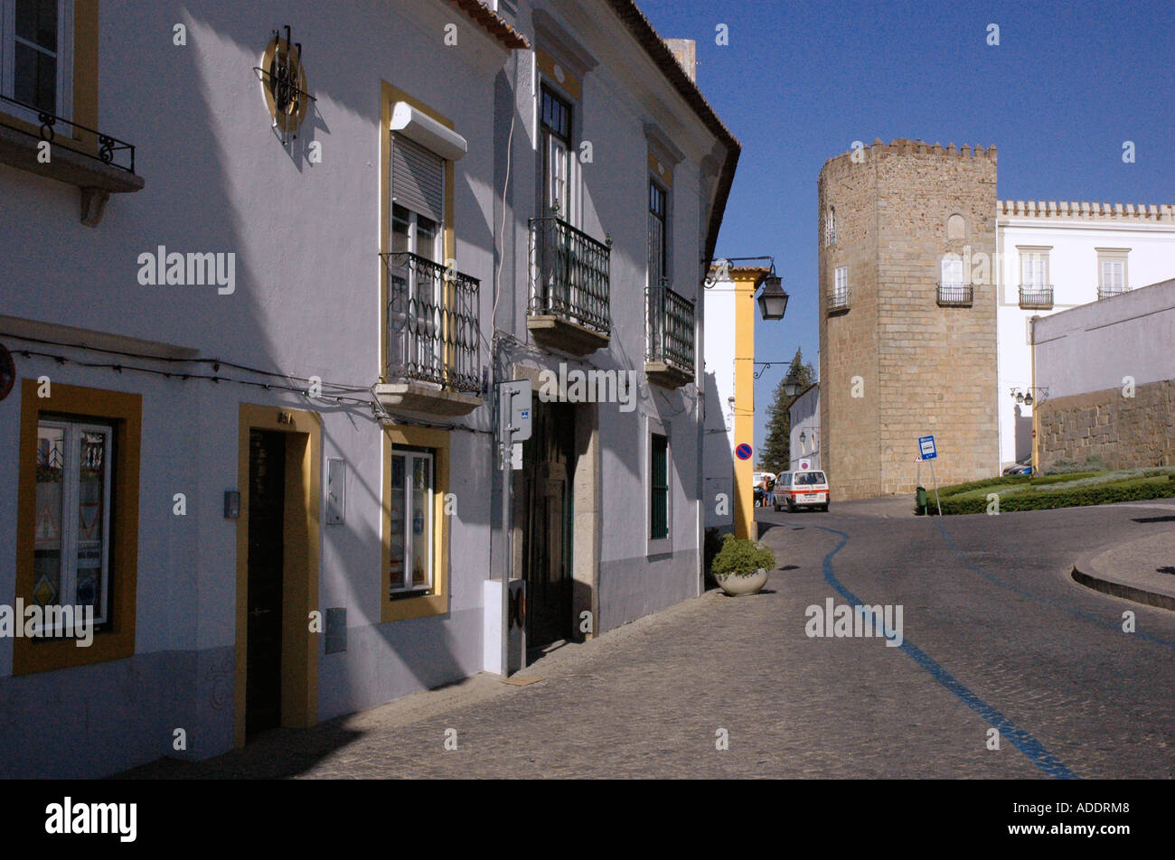 View of Evora city centre beautiful medieval era walled Unesco World ...