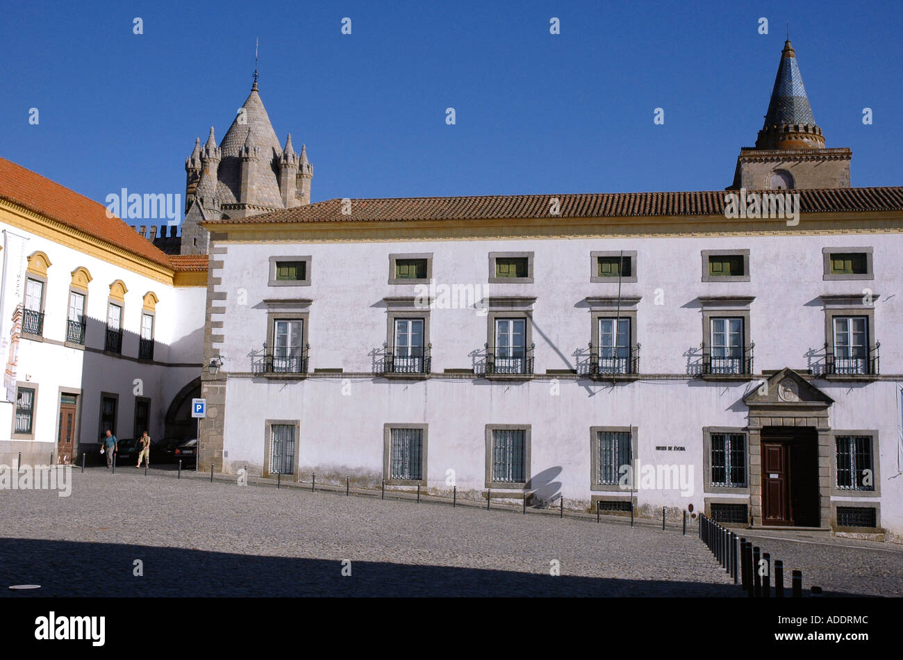 View of Evora city centre beautiful medieval era walled Unesco World ...