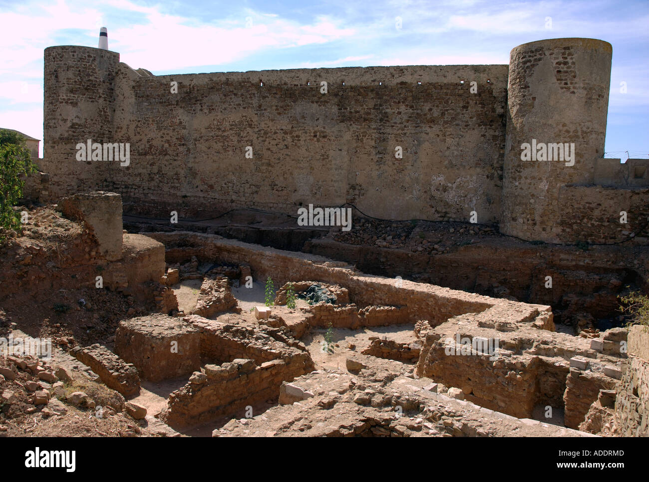 Panoramic view of medieval Moorish Castle Castelo & Fort São Sebastião ...