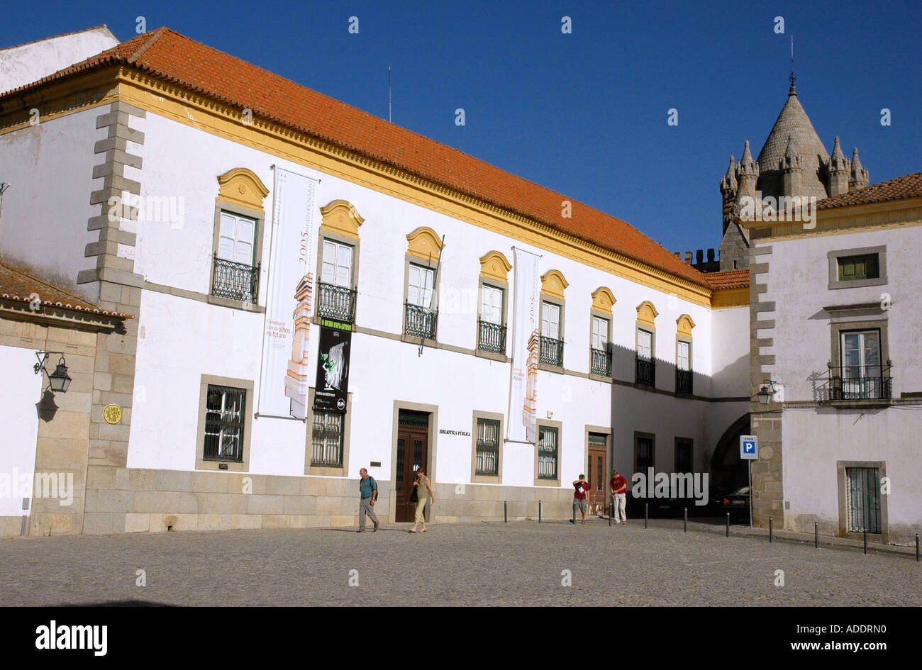 View of Evora city centre beautiful medieval era walled Unesco World ...