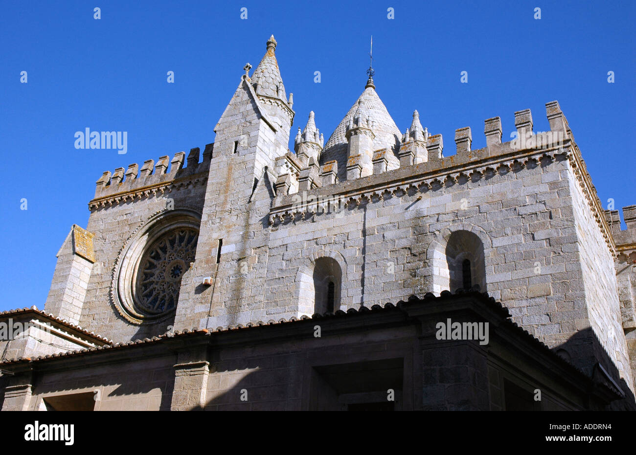 View of Evora city centre beautiful medieval era walled Unesco World ...
