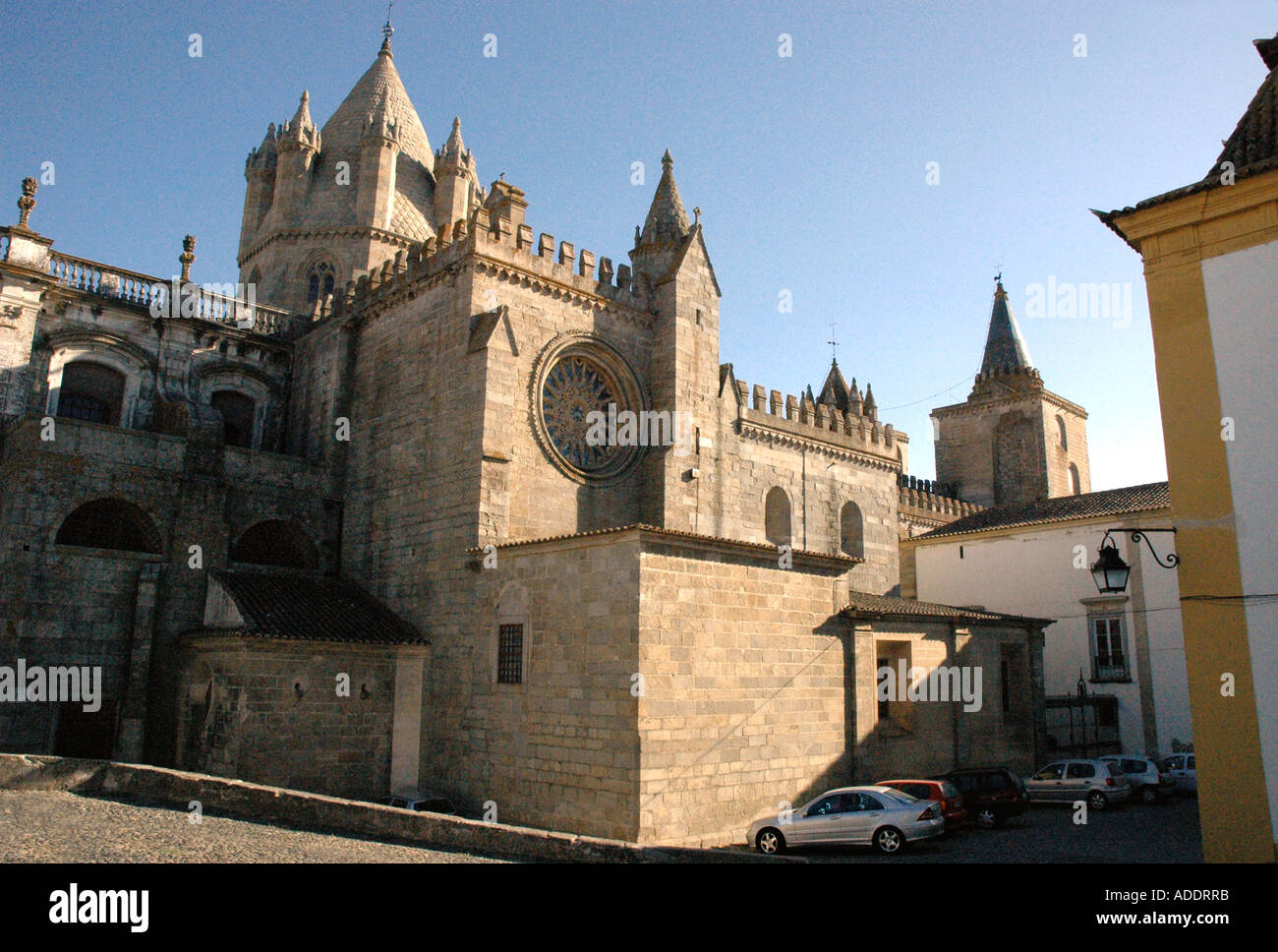 View of Evora city centre beautiful medieval era walled Unesco World ...