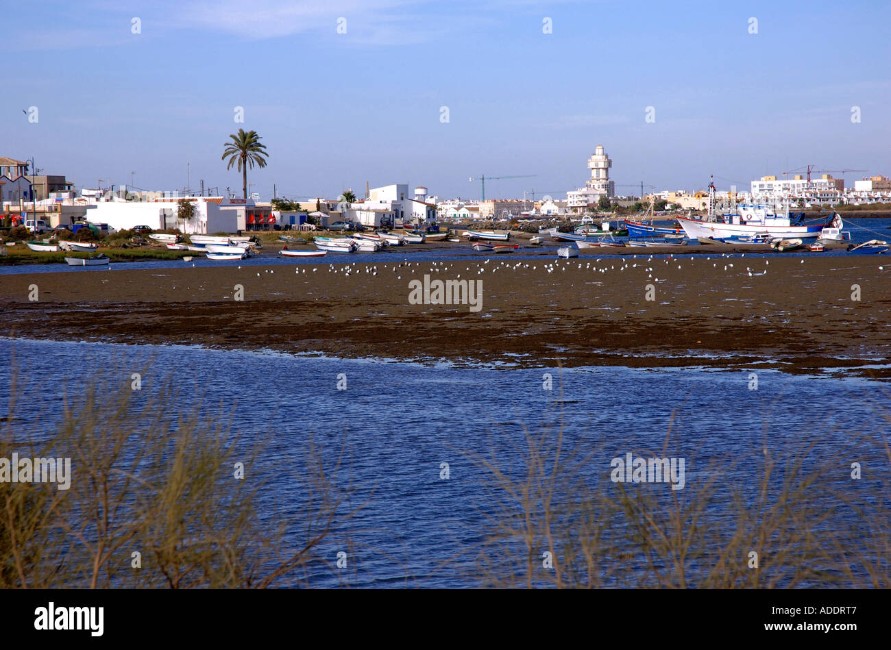 Panoramic view of the seafront & harbour of Ayamonte Andalusia ...