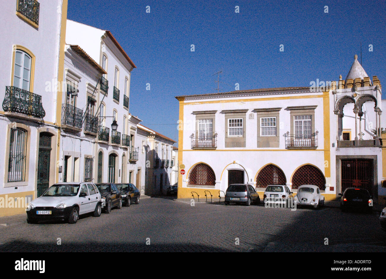 View of Evora city centre beautiful medieval era walled Unesco World ...