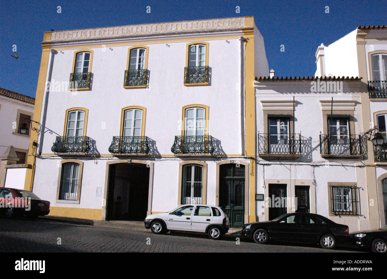 View of Evora city centre beautiful medieval era walled Unesco World ...