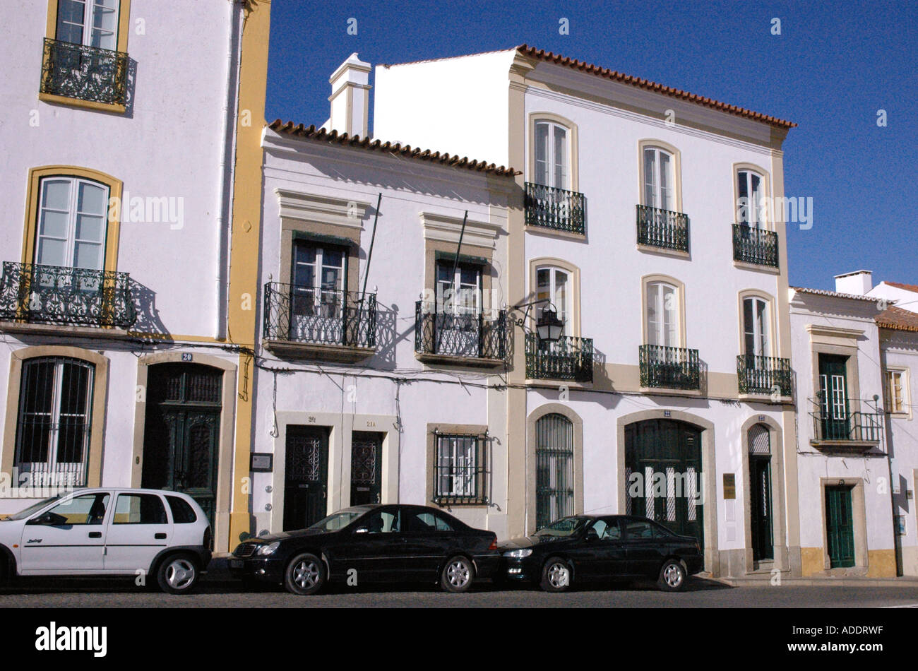 View of Evora city centre beautiful medieval era walled Unesco World ...