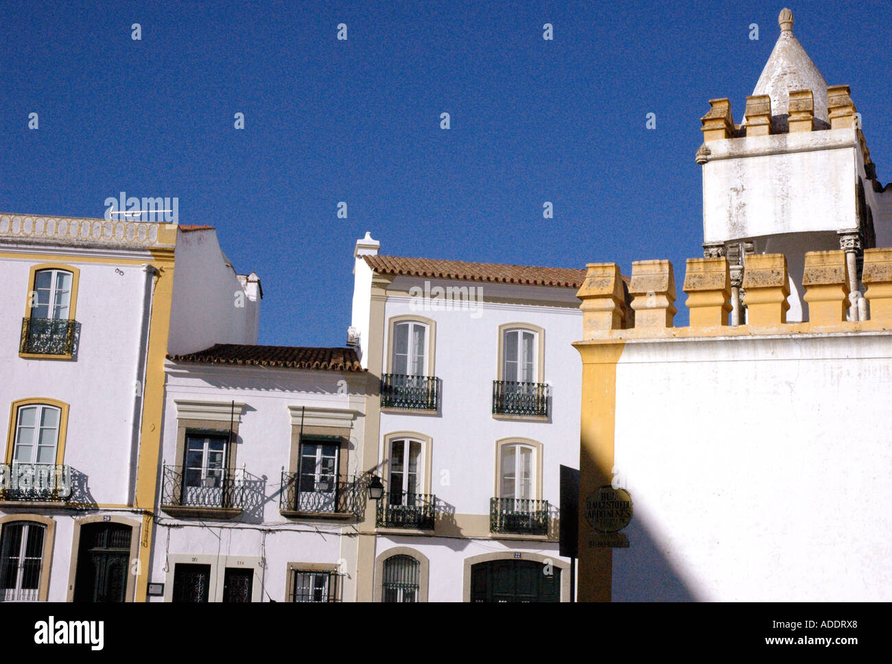 View of Evora city centre beautiful medieval era walled Unesco World ...