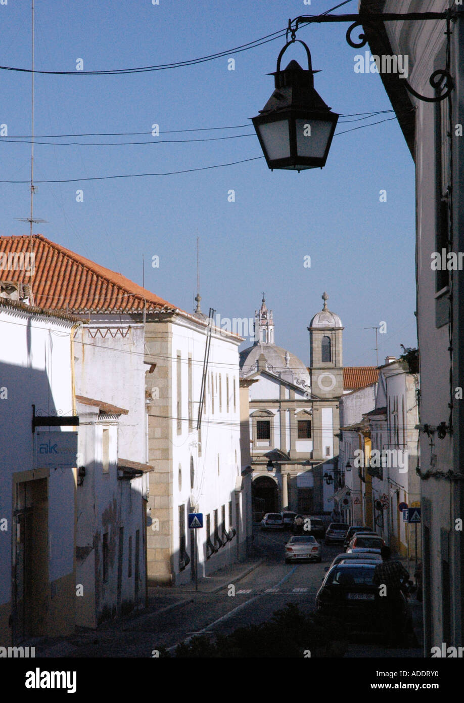 View of Evora city centre beautiful medieval era walled Unesco World ...