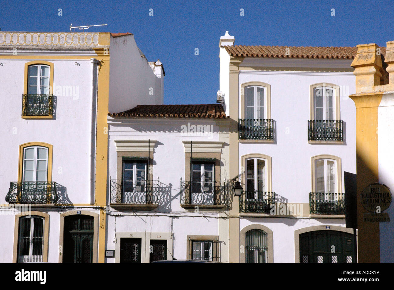 View of Evora city centre beautiful medieval era walled Unesco World ...