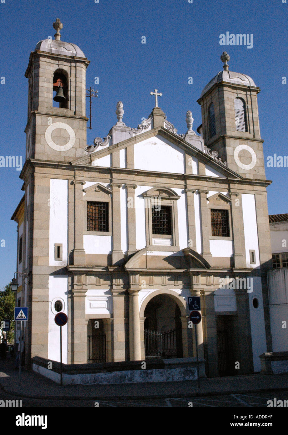 View of Evora city centre beautiful medieval era walled Unesco World ...