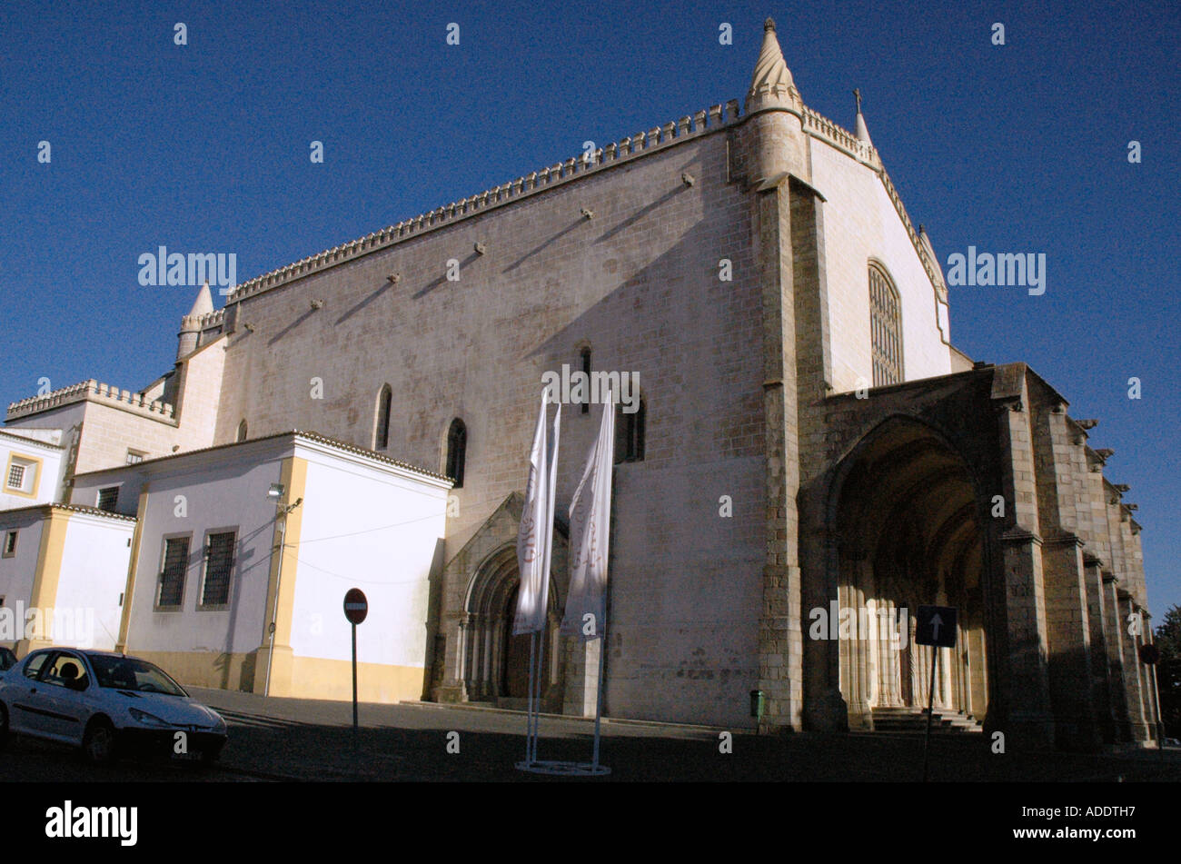 View of Evora city centre beautiful medieval era walled Unesco World ...