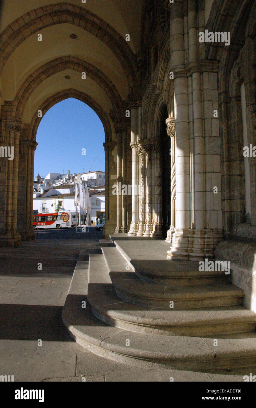 View of Evora city centre beautiful medieval era walled Unesco World ...