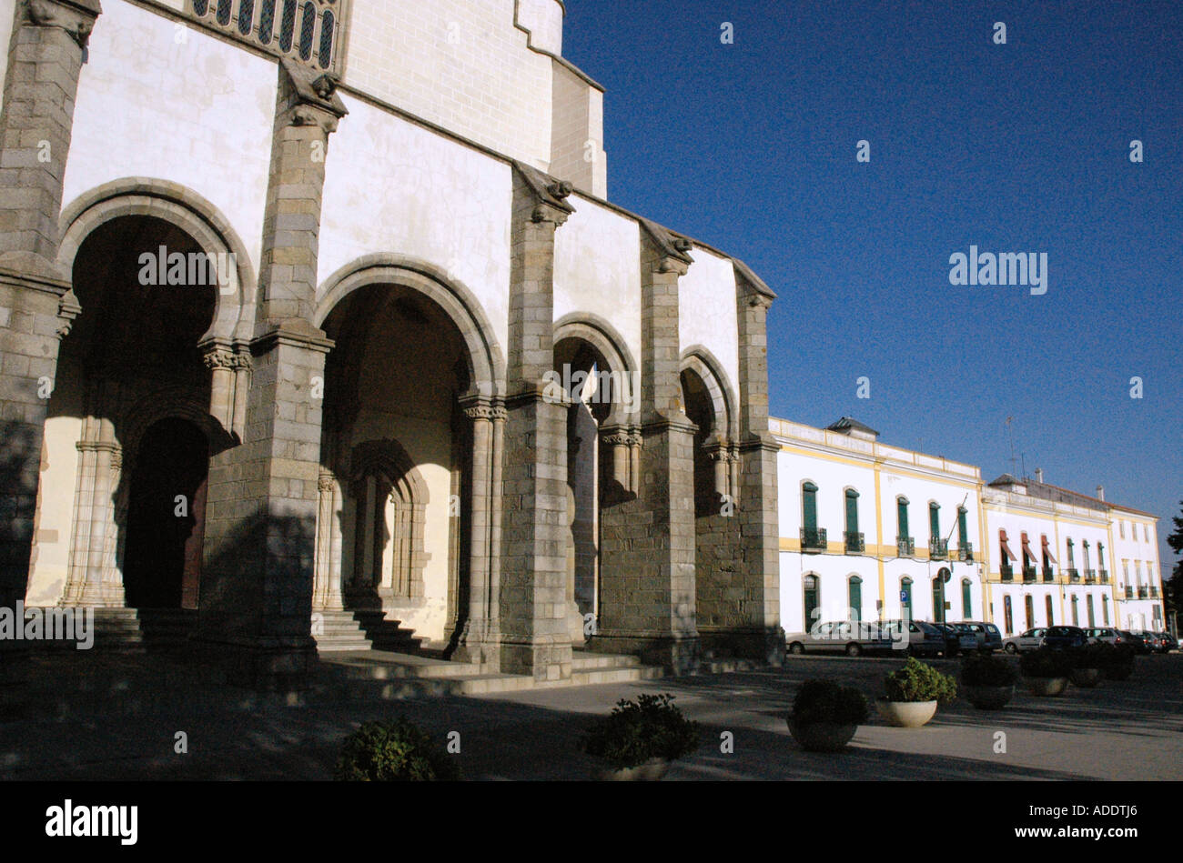 View of Evora city centre beautiful medieval era walled Unesco World ...