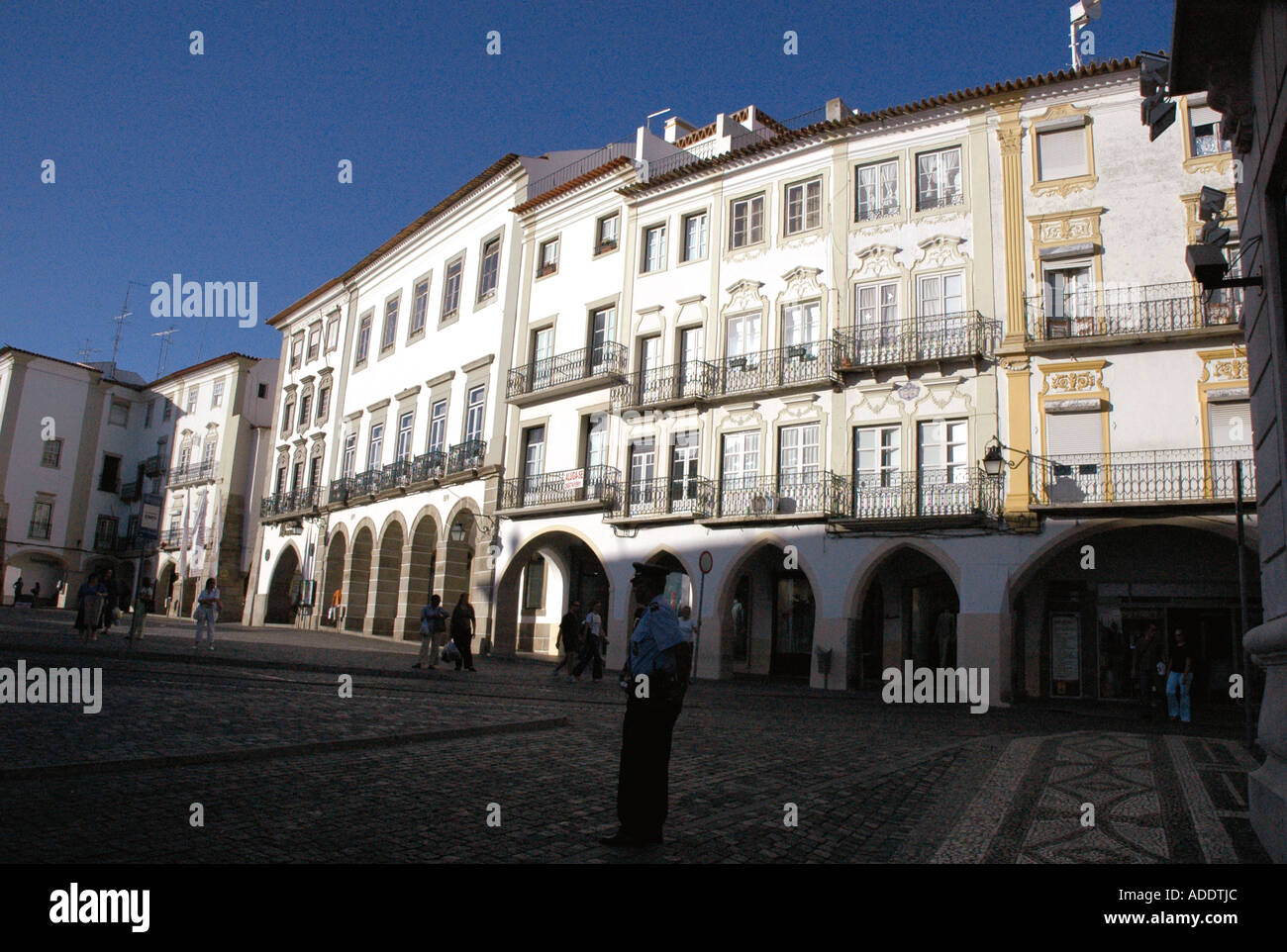 View of Evora city centre beautiful medieval era walled Unesco World ...