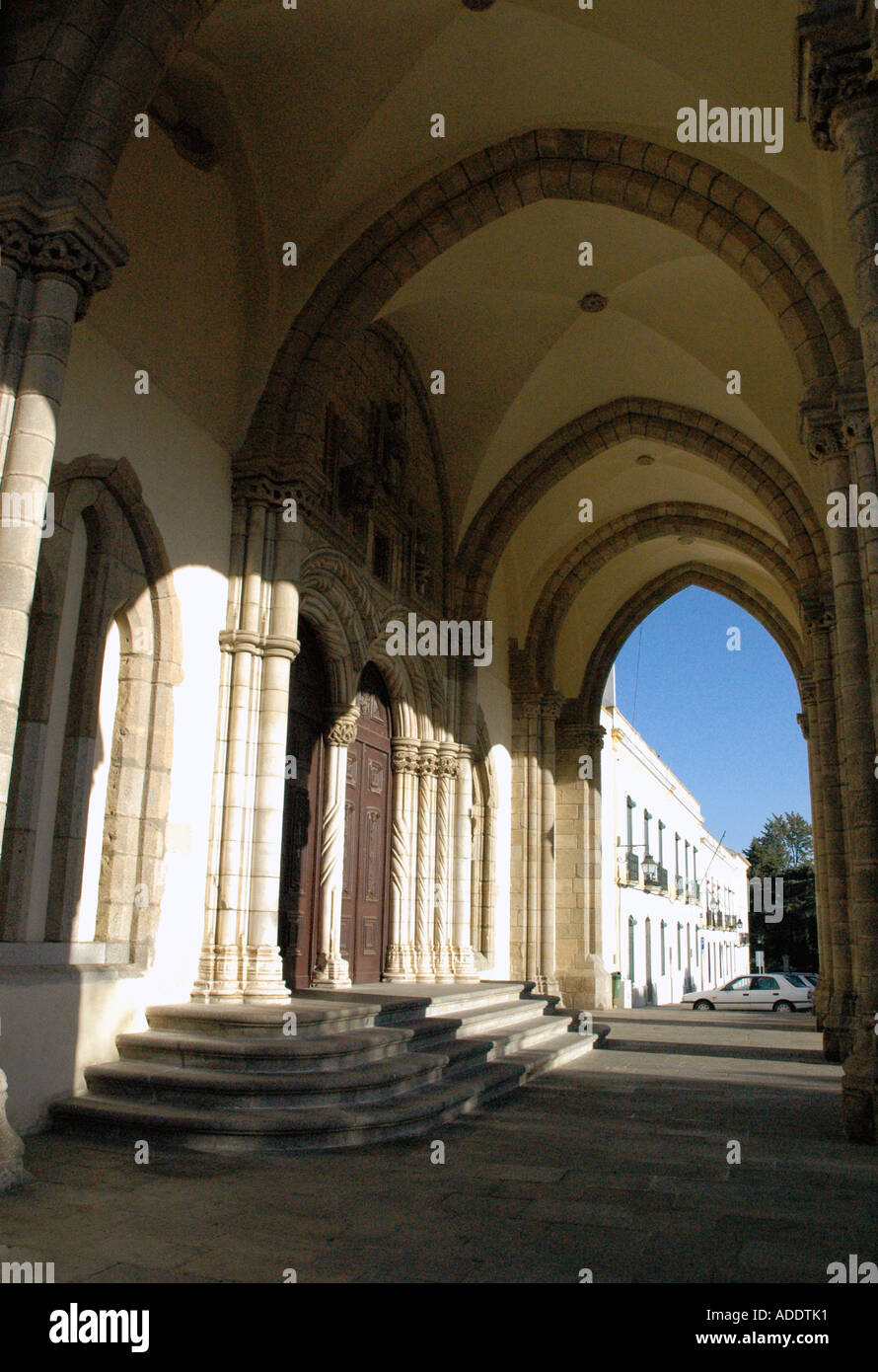 View of Evora city centre beautiful medieval era walled Unesco World ...